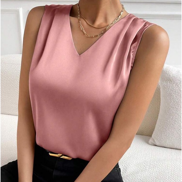 Tops | Elegant Classic V Neck Sleeveless Office Work Tank Top Blouse ...